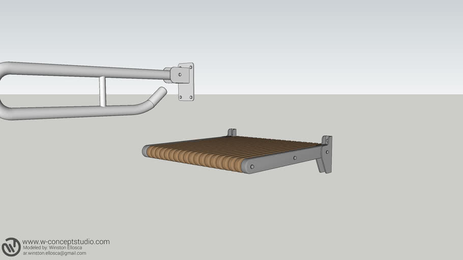 WSE-Wall Mounted foldable PWD Seat | 3D Warehouse