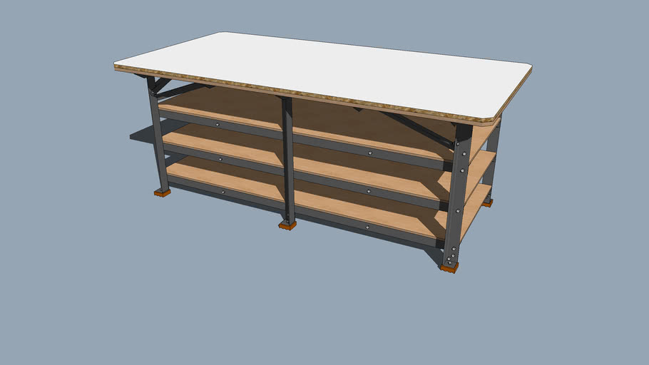 Extra Heavy Duty Steel Frame Workbench, 45in x 90in x 36in | 3D Warehouse