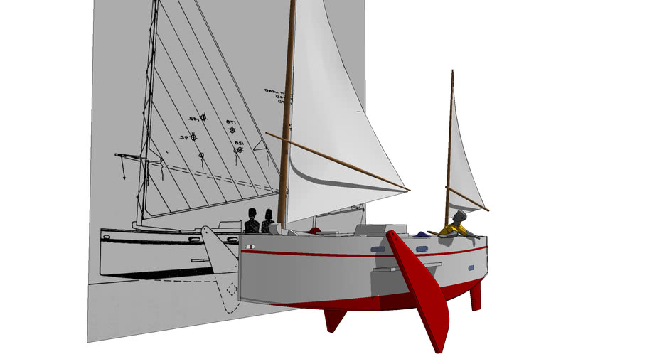 Bolger design 'Wish II' sailboat | 3D Warehouse