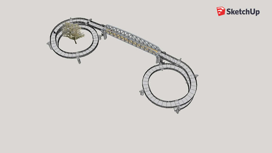Pedestrian bridge with spiral ramps, Oak and 37 | 3D Warehouse