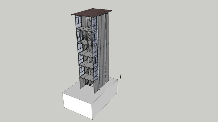Exterior staircase with elevator | 3D Warehouse