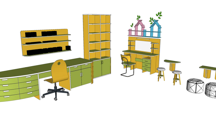 wardrobe, tables and shelves for a children's room | 3D Warehouse