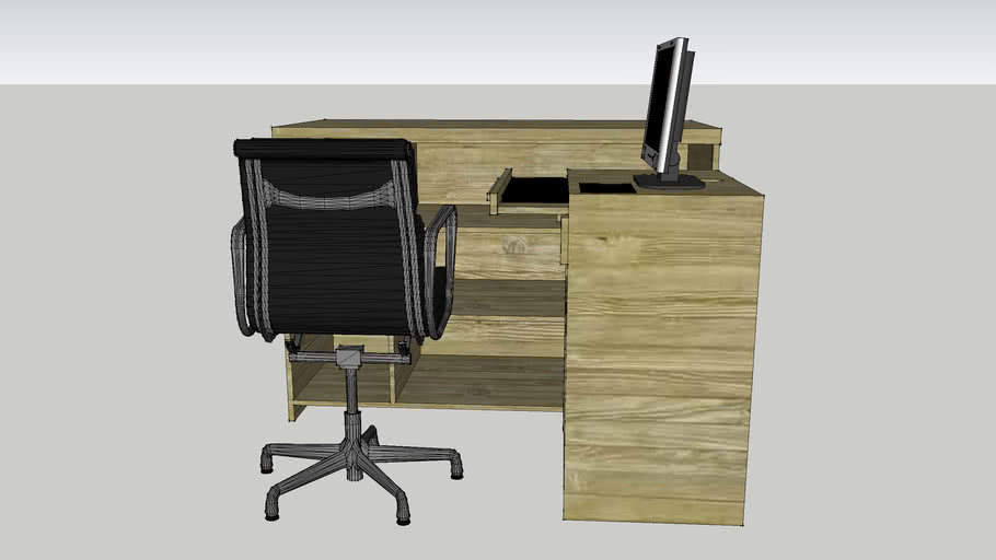 meja pc fullset | 3D Warehouse