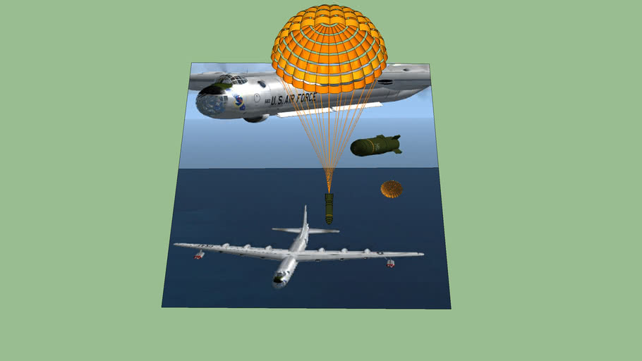 Mk-17/Mk-24 Thermonuclear Bomb, retarder chute deployed | 3D Warehouse