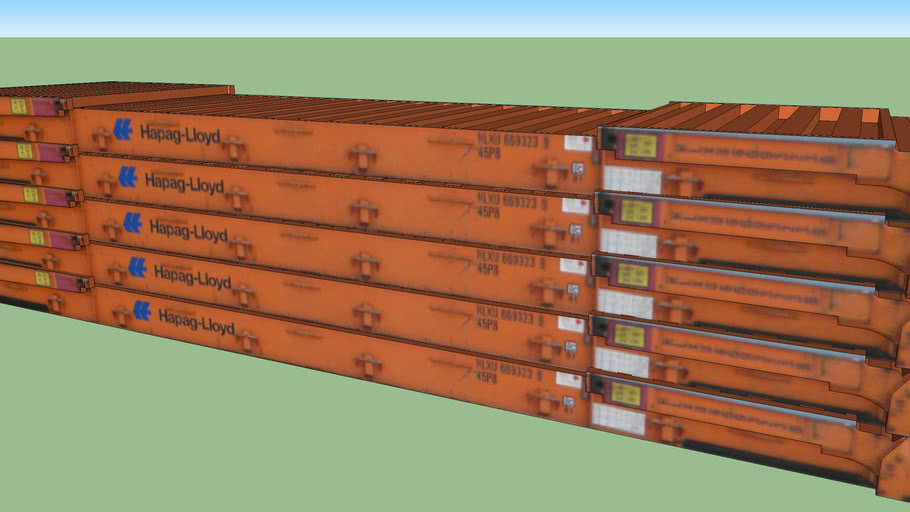 Hapag-Lloyd Flat Rack Container Stack | 3D Warehouse
