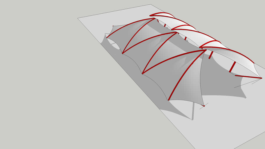 Tensile structure using diagonal arches as supporting structure | 3D ...