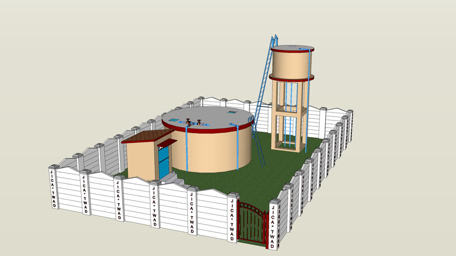 Sump, Pump room & Over head Tank with Precast Compound wall | 3D Warehouse