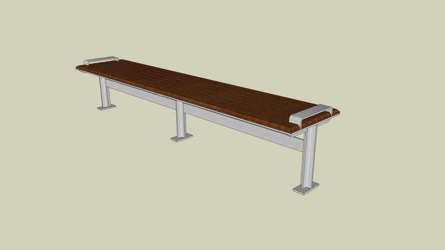 Forms+Surfaces Knight Bench, backless, 8 foot, two armrests | 3D Warehouse