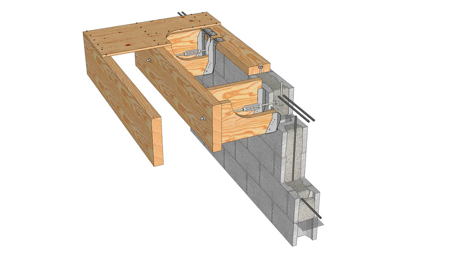 02.120.0220 Exterior masonry Parallel wood beams | 3D Warehouse
