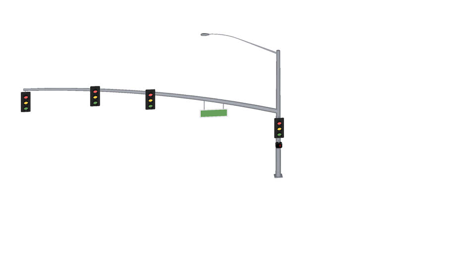 55' Mast Arm (3 Head) 29-5-100 Cal-trans Traffic Signal | 3D Warehouse