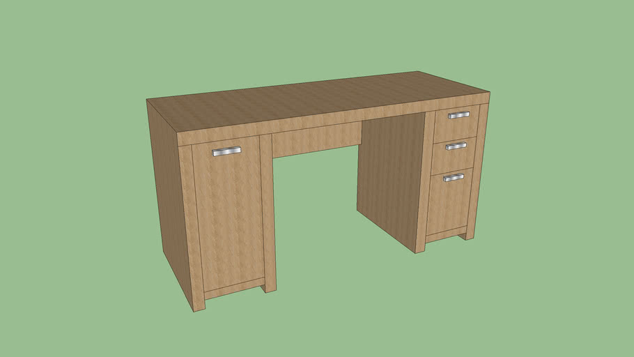 Oak Finish Chunky Desk. | 3D Warehouse