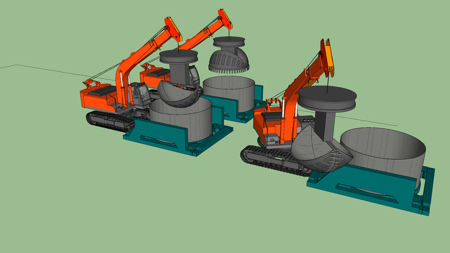 excavator with clam shell bucket 2 | 3D Warehouse
