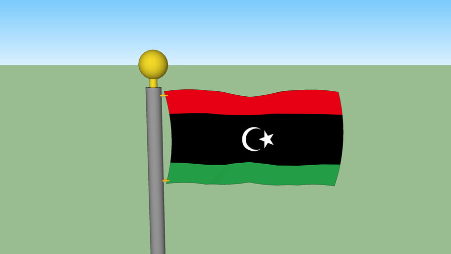 Libyan Flag (c. 2011) with Flagpole | 3D Warehouse