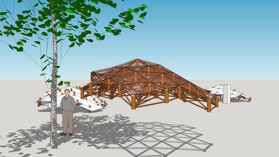 Wood and Glass Irregular Space Frame | 3D Warehouse