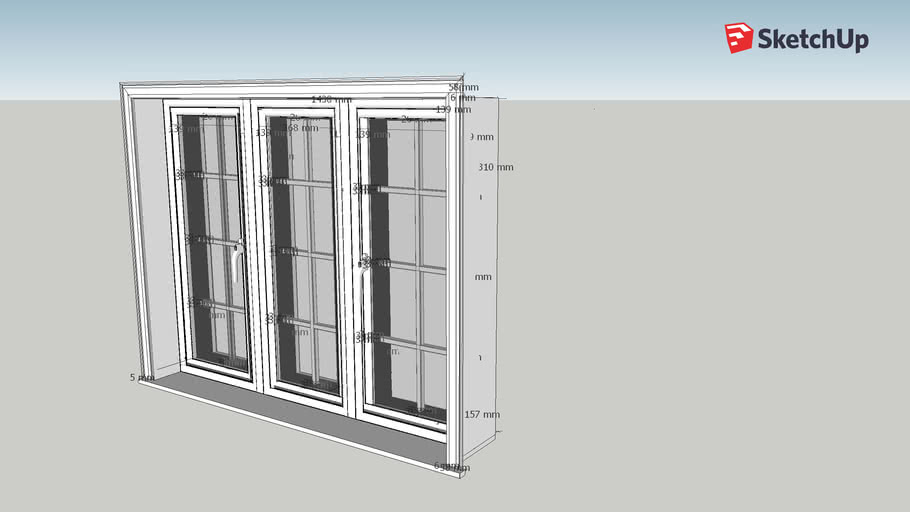 Window (UPVC) Georgian 1430 mm x 1130 mm with Architrave surround | 3D ...