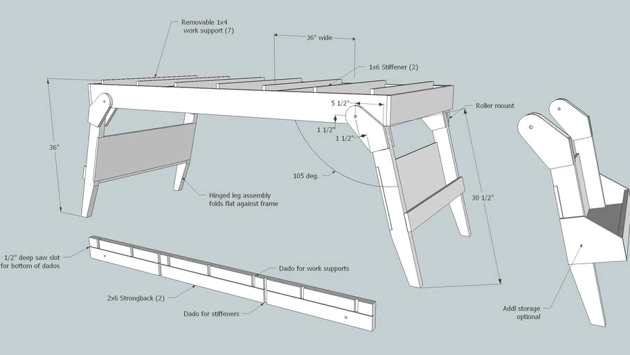 Sturdy Folding Workbench | 3D Warehouse