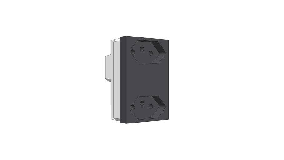 S70325194, Orion Duplex Brazilian socket outlet 2P+E 10A 250V fast connexion - 3 modules ...