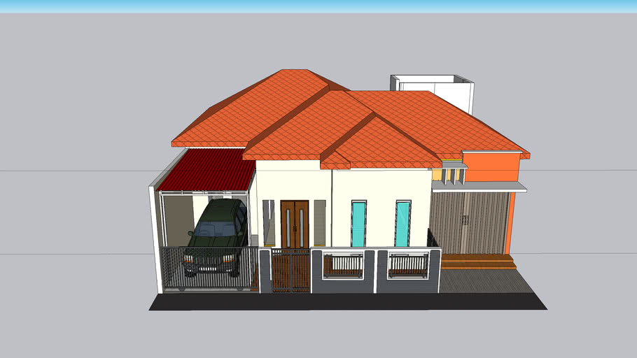 model tangga lurus + atap | 3D Warehouse