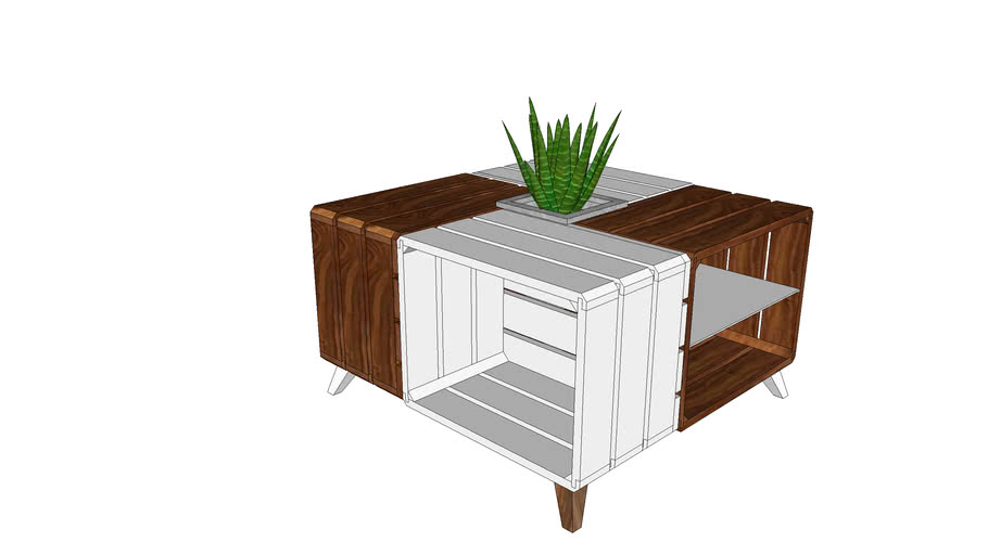 Wooden Box Table | 3D Warehouse
