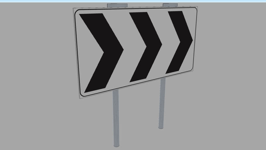 White Chevron Roundabout Sign | 3D Warehouse