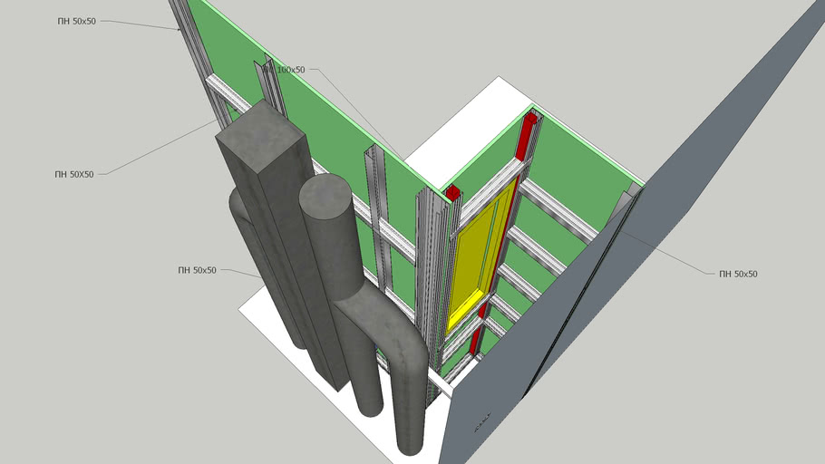 Перегородка из ГВЛ по профилю Knauf | 3D Warehouse