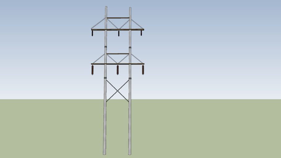 Metal Double H Frame Power Lines detailed | 3D Warehouse