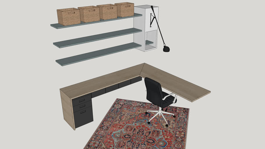 Modern Floating Desk and Shelves | 3D Warehouse