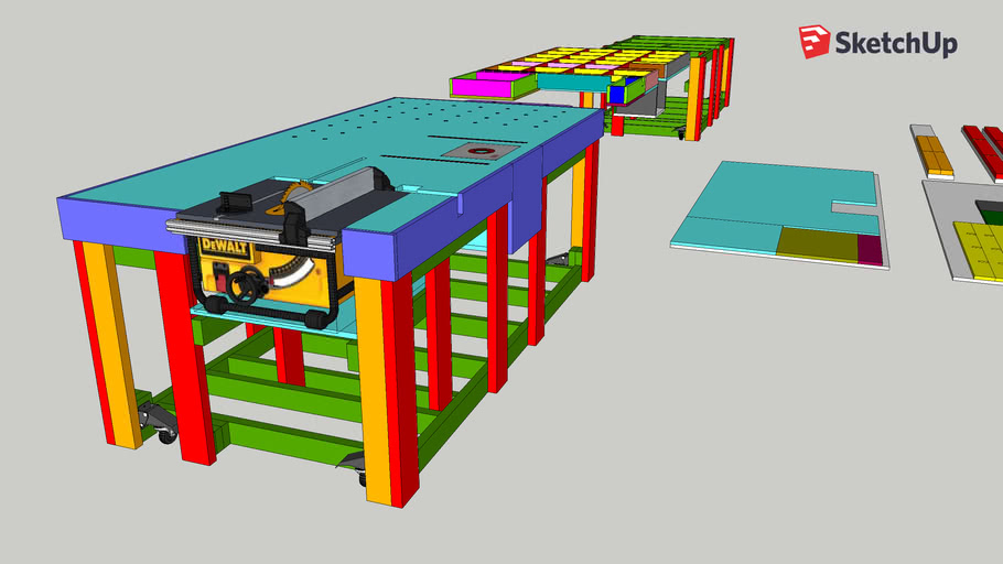 Tortion Table with built in Milwaukee table saw and router lift | 3D ...
