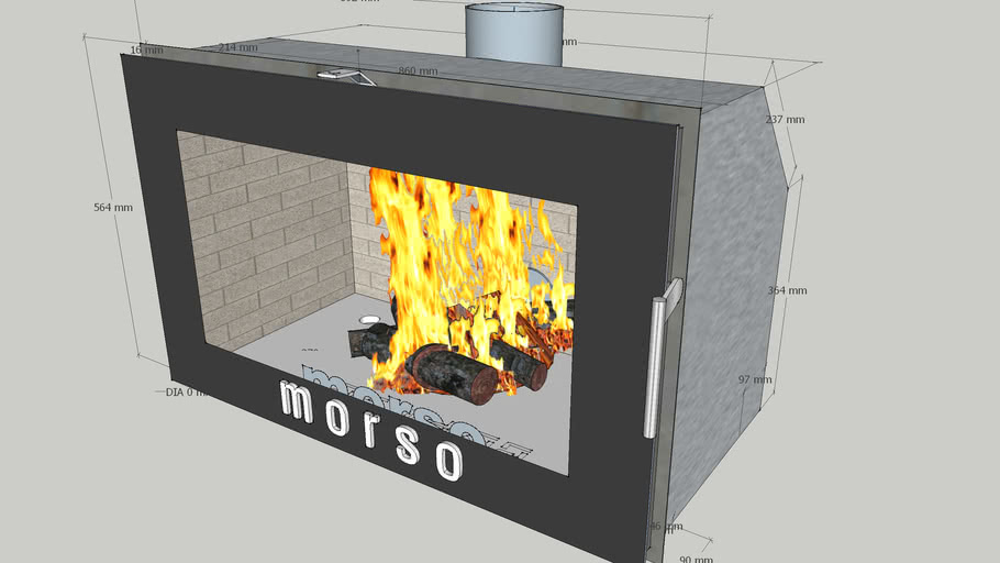morso insert stove S80-90-wood burning stove | 3D Warehouse