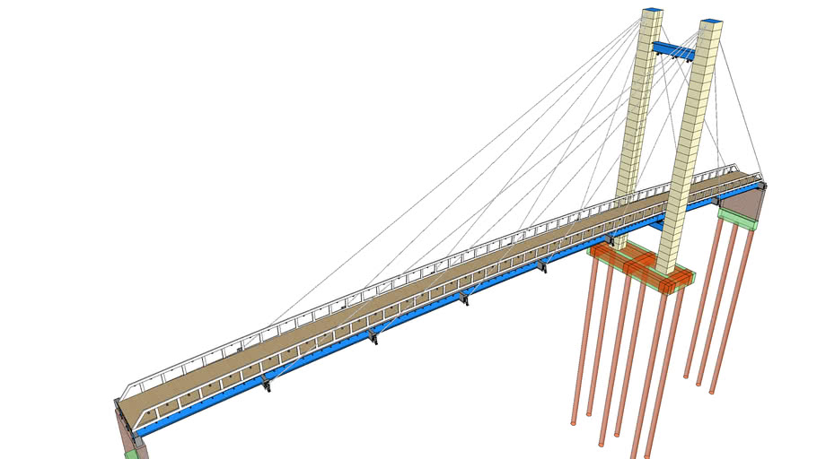 Cable Stayed Pedestrian Bridge Costas Sachpazis | 3D Warehouse