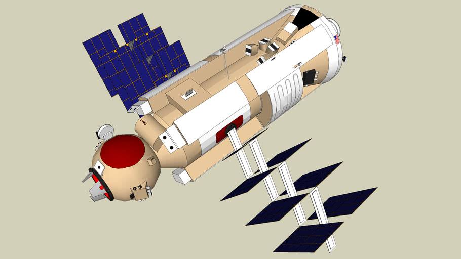 Zarya FGB (ISS Modules) with folded solar array | 3D Warehouse