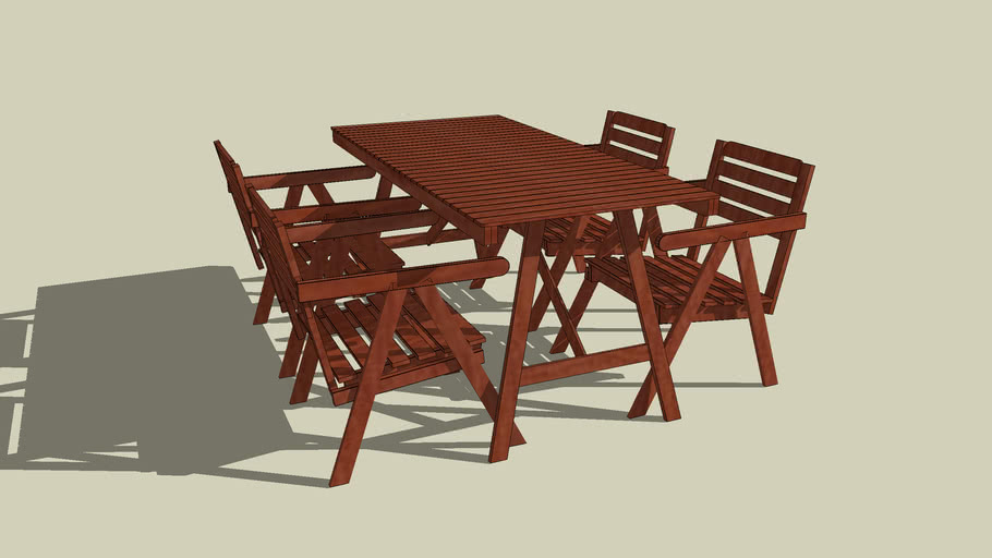IKEA FALHOLMEN table avec 4 chaises accoudoirs extérieur | 3D Warehouse