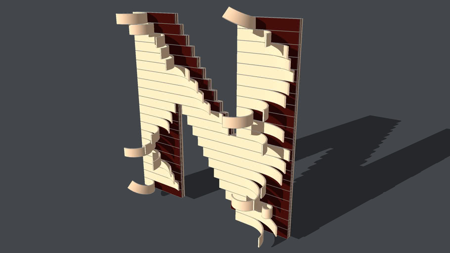 N - 3D Laminated Wood Letter | 3D Warehouse