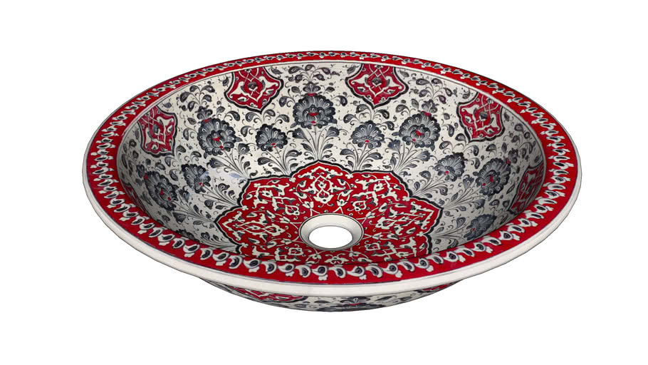 Seda - Hand Painted Turkish Washbasin - Iznik sink | 3D Warehouse