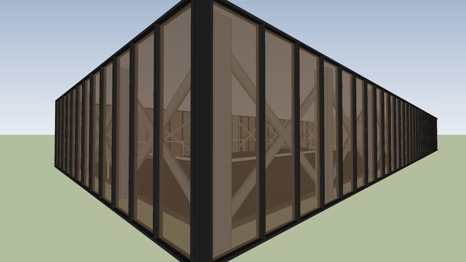 floor of building with large X shaped structural sections | 3D Warehouse