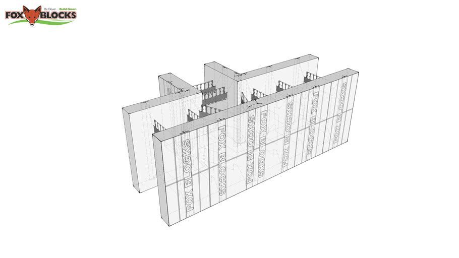 Fox Blocks ICF T Block Long 8 Inch Core | 3D Warehouse