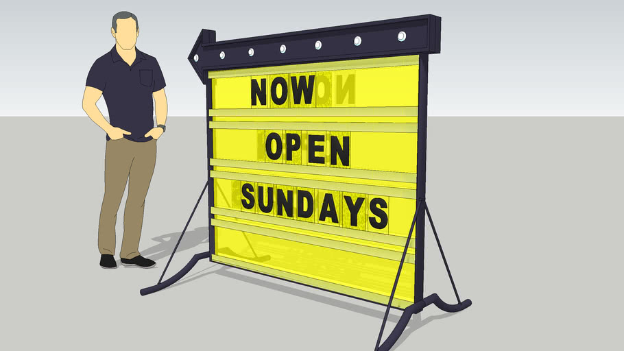 MARQUEE SIGN / letters / Yellow open sign light | 3D Warehouse