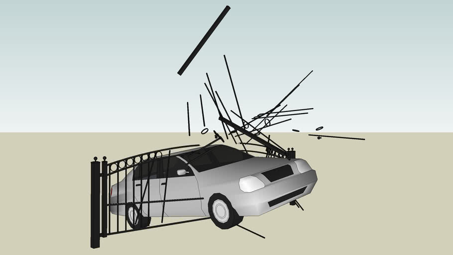 Car crashing through a gate | 3D Warehouse