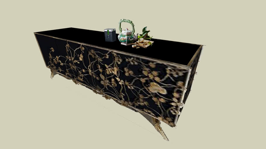 Console Table Lacquer Gold Leaves | 3D Warehouse