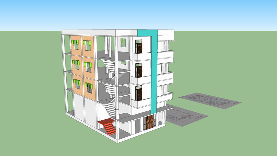 3 Story R.C.C Building | 3D Warehouse