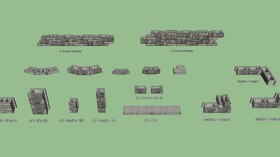 Allan Block Aztec Retaining Wall Block Collection - Gray Color | 3D ...