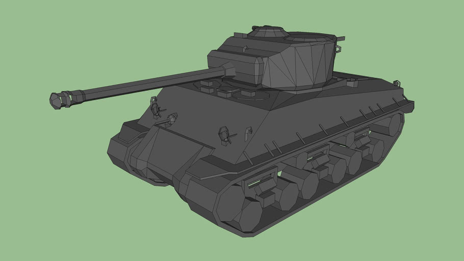 M4A3E8 Sherman Easy Eight (very wide tracks) (low poly model) | 3D ...