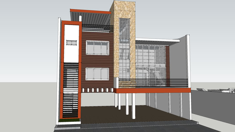 Two storey house with open ground | 3D Warehouse