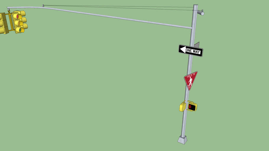 New york city standard 3-way traffic light with ped x-ing | 3D Warehouse