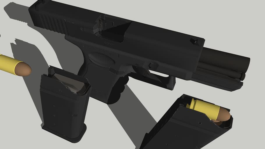 1 Glock 19 open slide with magazines | 3D Warehouse