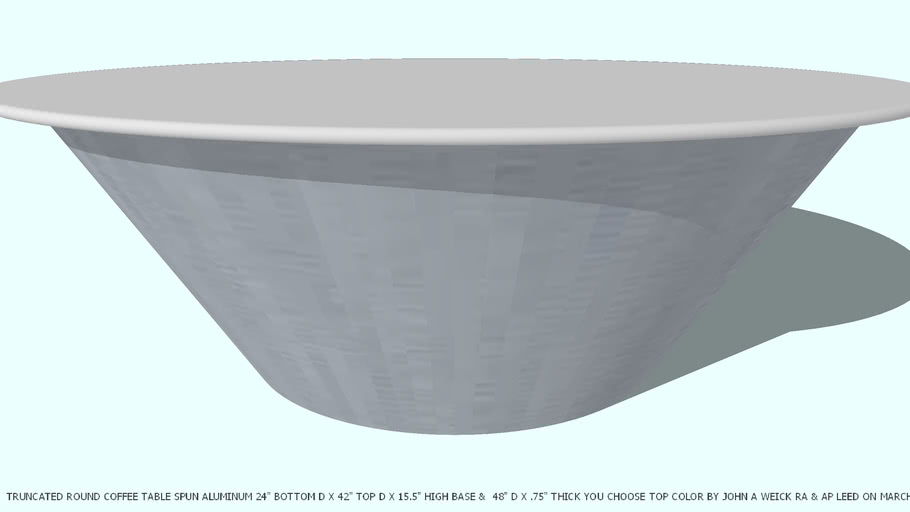 TABLE COFFEE TRUNCATED ROUND 48D CHOOSE TOP COLOR BY JOHN A WEICK RA ...