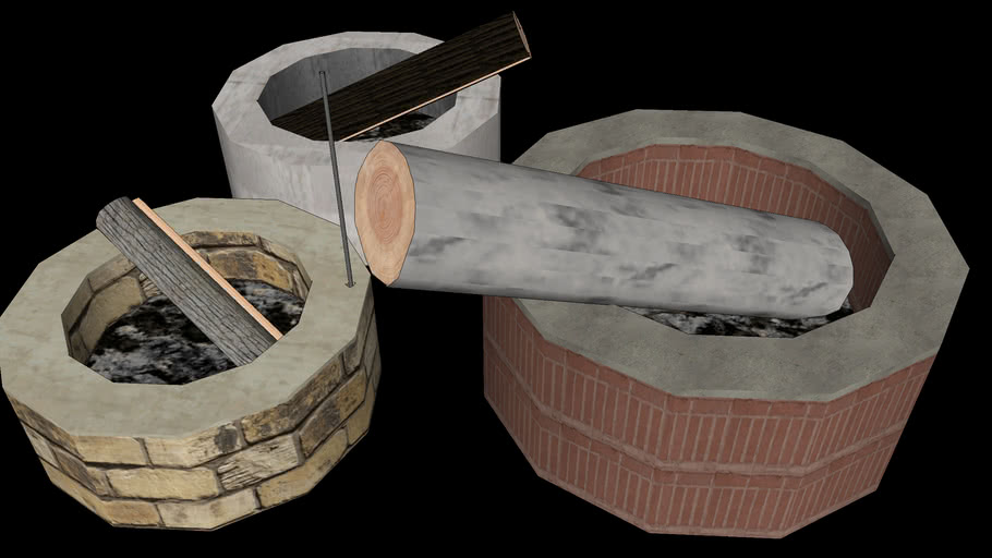 Fire Rings ( Concrete, Brick, and Stone with pavement tops ). | 3D ...