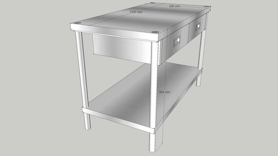 Stainless Steel Work Table | 3D Warehouse