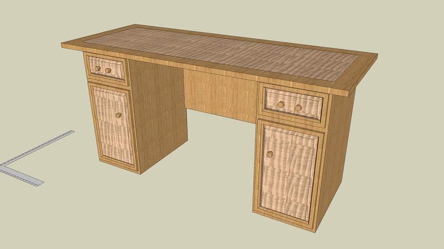 oak/curly maple desk | 3D Warehouse