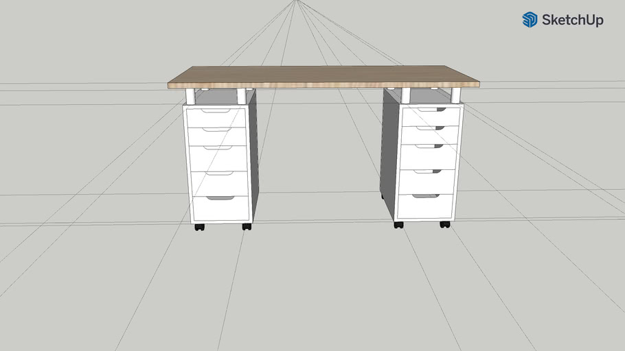 Alex desk with risers an wheels CUSTOM | 3D Warehouse